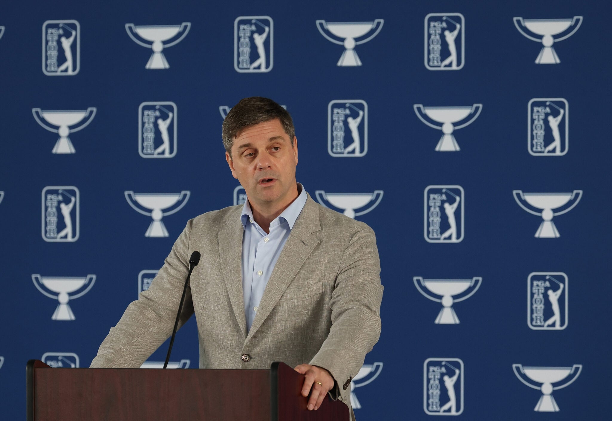 Michael Kim reacts to Brian Rolapp’s press conference before the Tour ...
